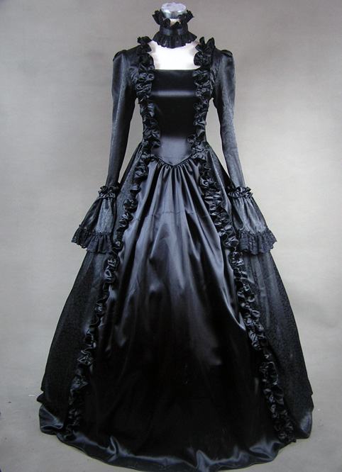 Renaissance Faire Black Brocade Gothic Horror Dark Fantasy Dress ...