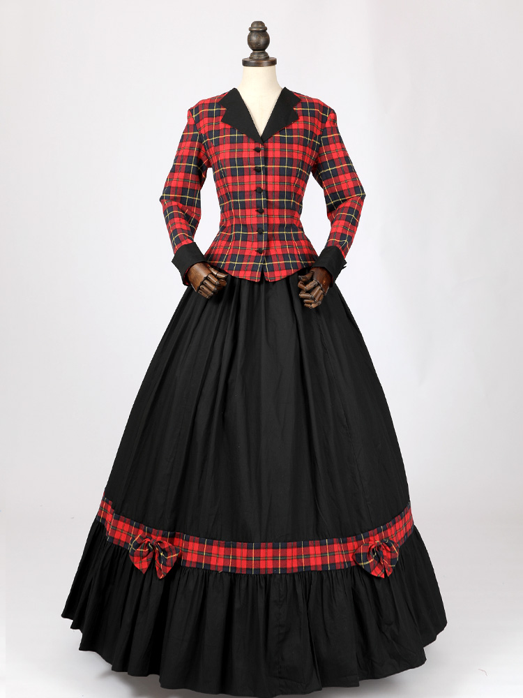 Victorian Dickens Christmas Caroler Caroling Red Tartan Holiday Festive ...