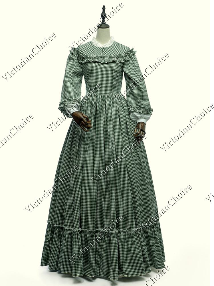Victorian Dickens Christmas Caroler Costume Civil War Pioneer Plaid ...