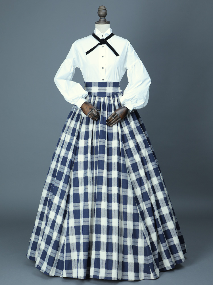 Victorian 19th Century Dickens Christmas Caroling Dress Plaid Little ...