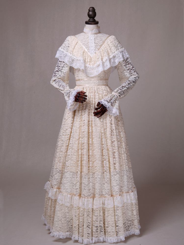 Victorian Edwardian Vintage Premium Lace Overlay Wedding Dress Bridal ...