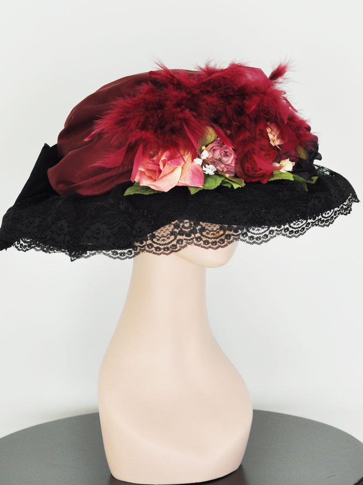 Victorian Edwardian Old West Touring Riding Hat with Bow - Black and ...