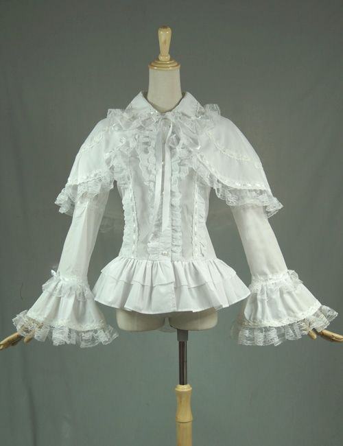 Victorian White Ladies Romantic Vintage Ruffle Blouse Shirt Top Theater ...