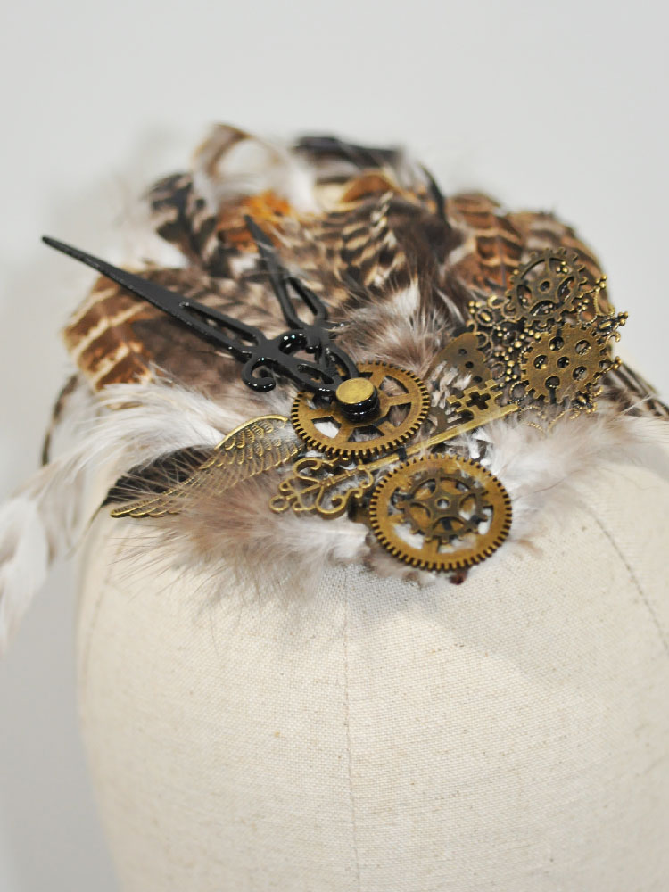 Victorian Steampunk Gothic Feather and Clockwork Coffee Brown ...