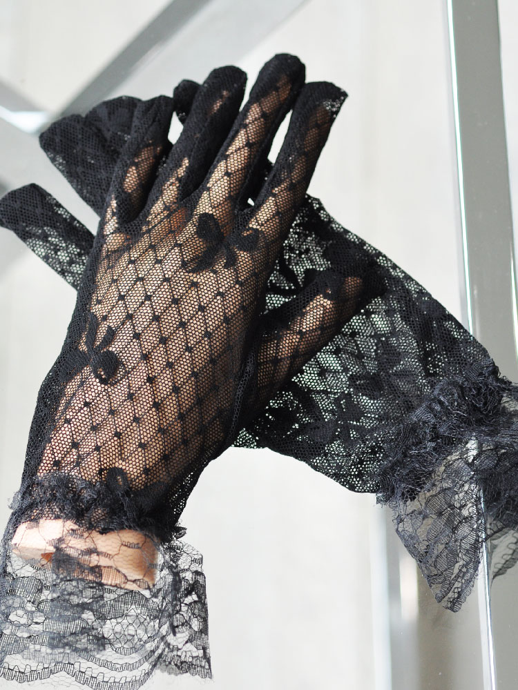 Victorian Edwardian Vintage Romantic Black Lace Evening Lady Gloves ...