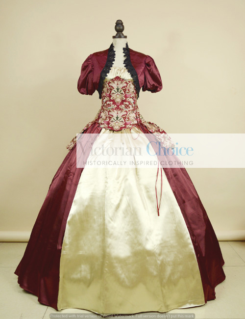 Victorian Royal Queen Corset Bustle Skirt 4PC Floral Princess Dress ...