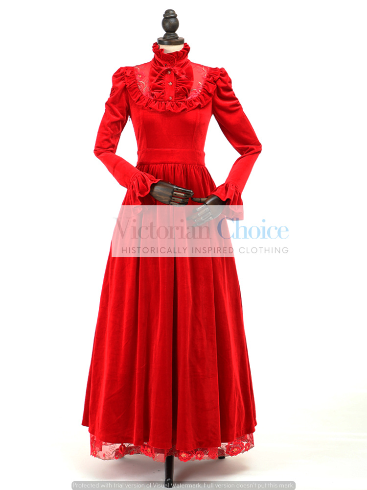 Victorian Edwardian Vintage Princess Dress Velvet Double-Layer Skirt ...