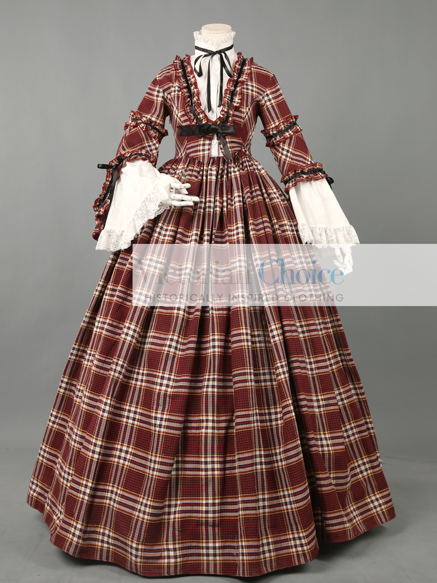 Victorian Dickens Faire Tartan Christmas Caroler Dress Little Women ...
