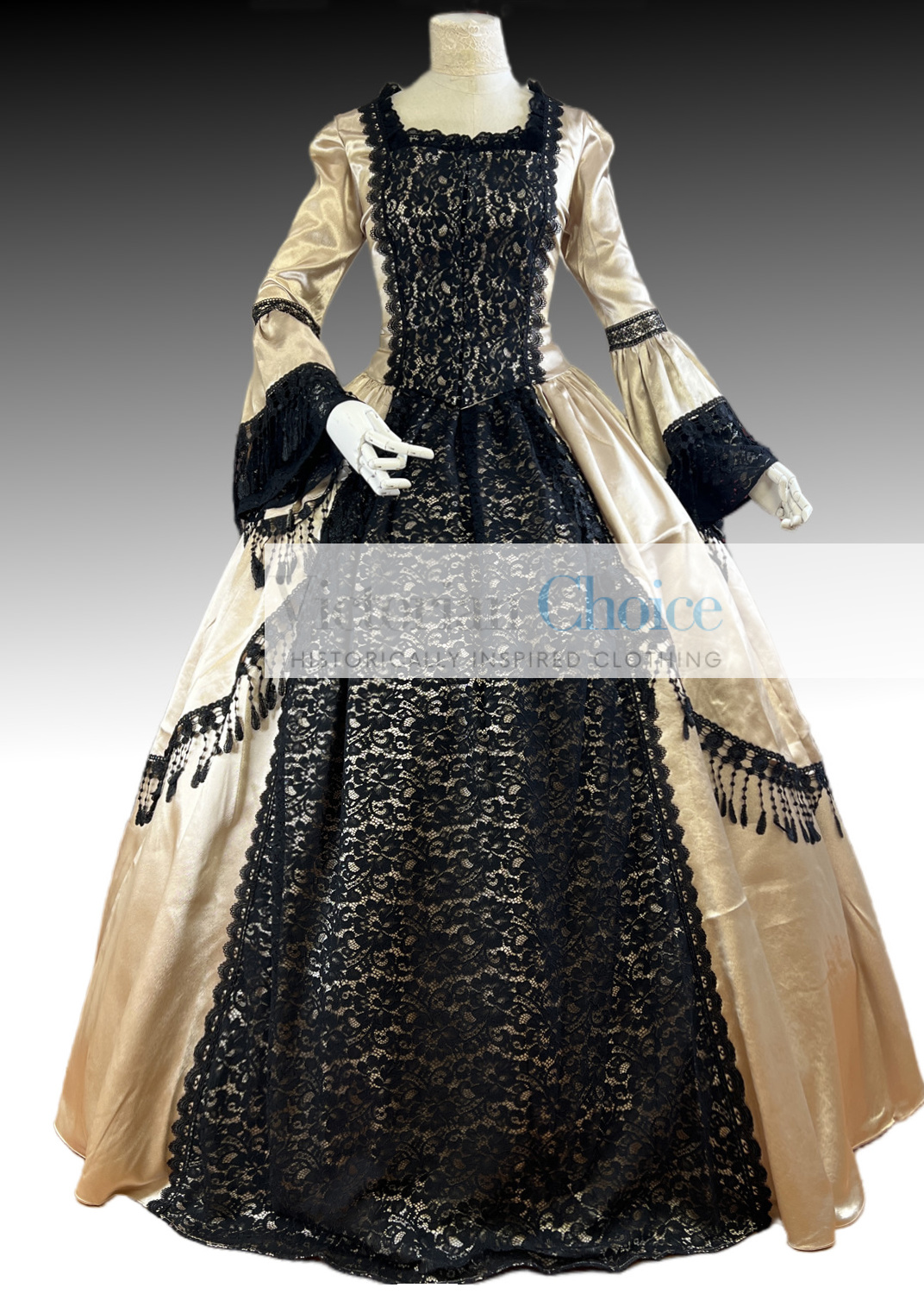Georgian Marie Antoinette 18th Century Gothic Brown Lace Overlay ...