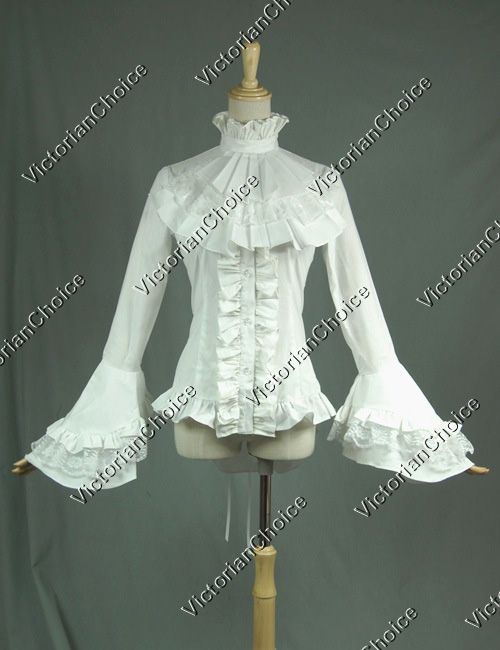 White Colonial Georgian Victorian Gothic Women Romantic Vintage Cotton ...