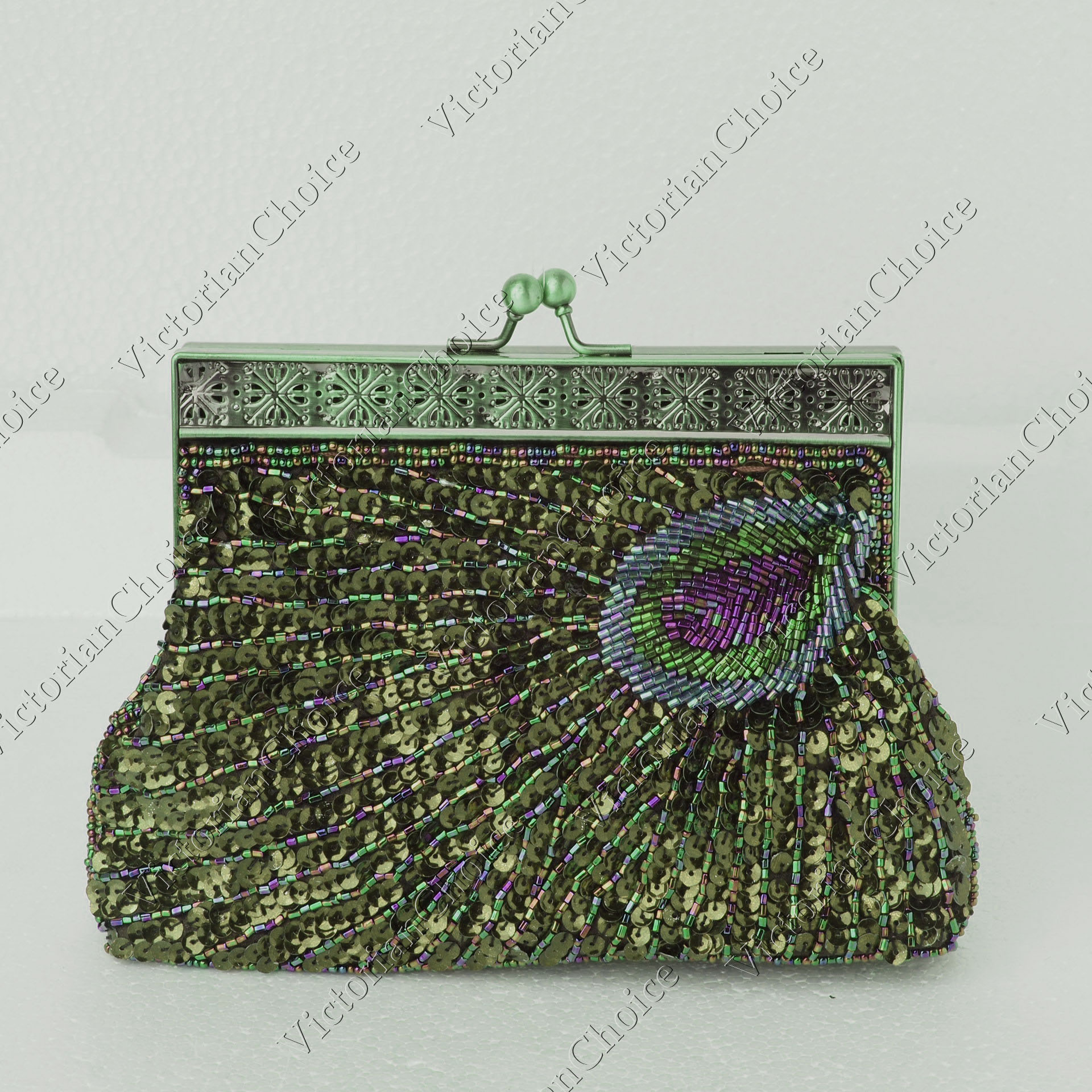 Victorian Vintage Beaded Sequin Peacock Evening Bag Clutch Purse ...