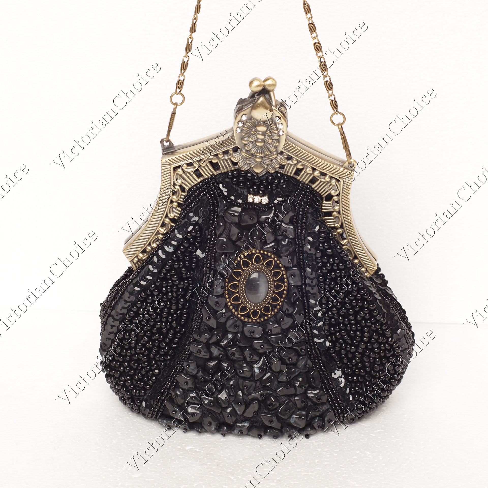 Victorian Civil War Gothic Vintage Beaded Black Evening Clutch Handbag ...
