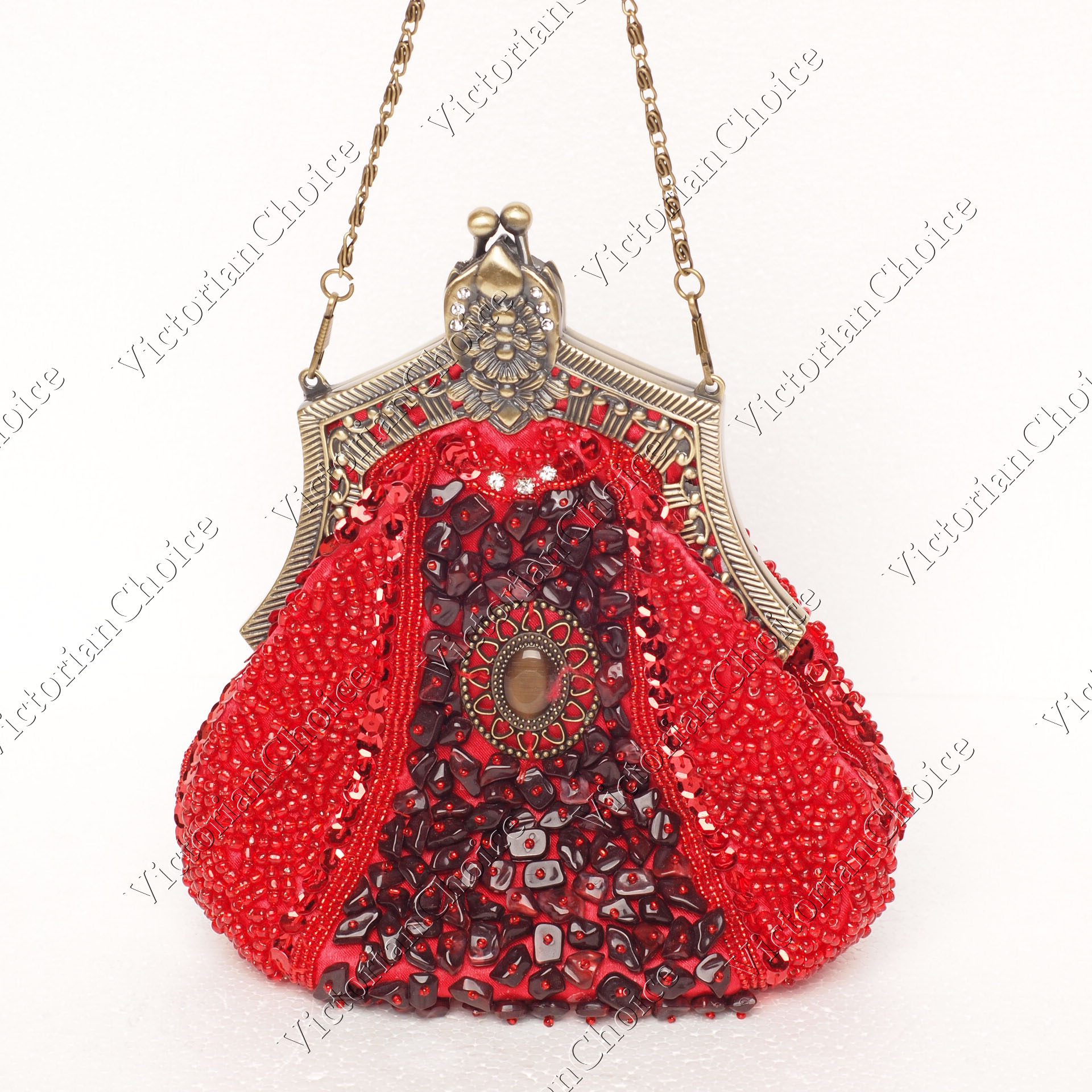 Victorian Edwardian Vintage Beaded Red Evening Clutch Handbag Purse ...