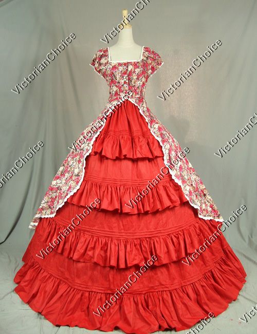Victorian Southern Belle Floral Princess Ball Gown Prom Dress Theater ...