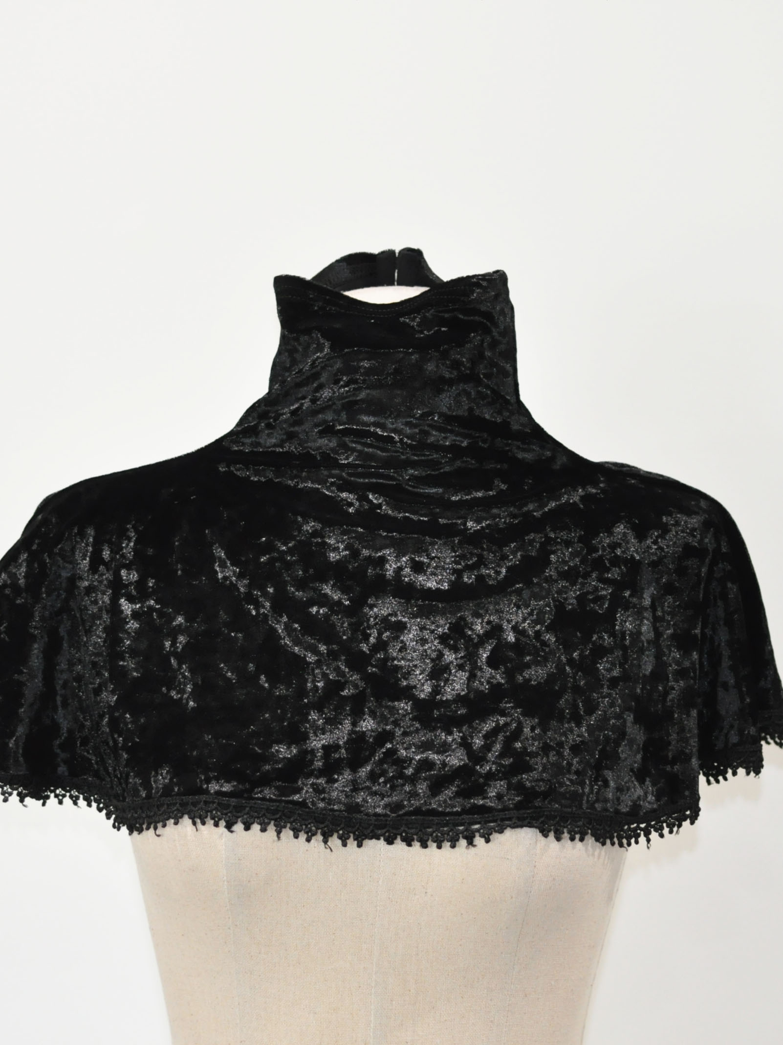 Victorian Gothic Steampunk Black Velvet Shawl Neck Collar - Victorian ...