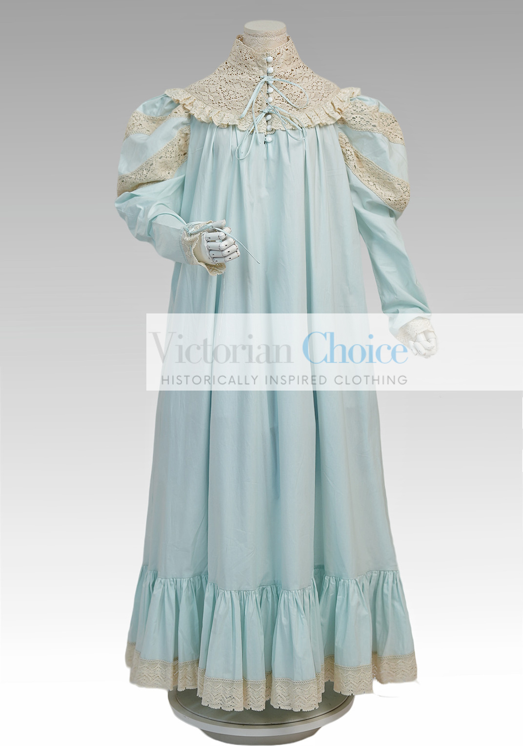 Victorian Edwardian Baby Blue Cotton Nightgown Vintage Ruffle ...