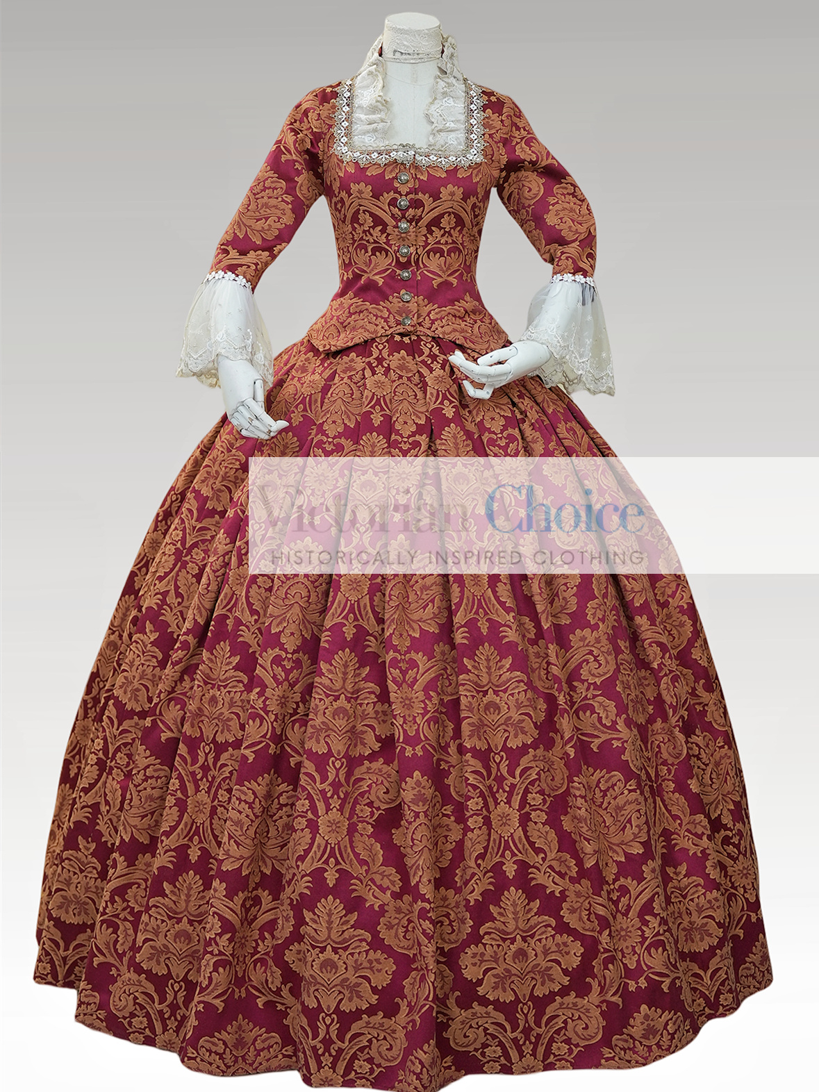 Georgian Bridgerton Queen Charlotte Style Victorian Lady Floral Brocade ...