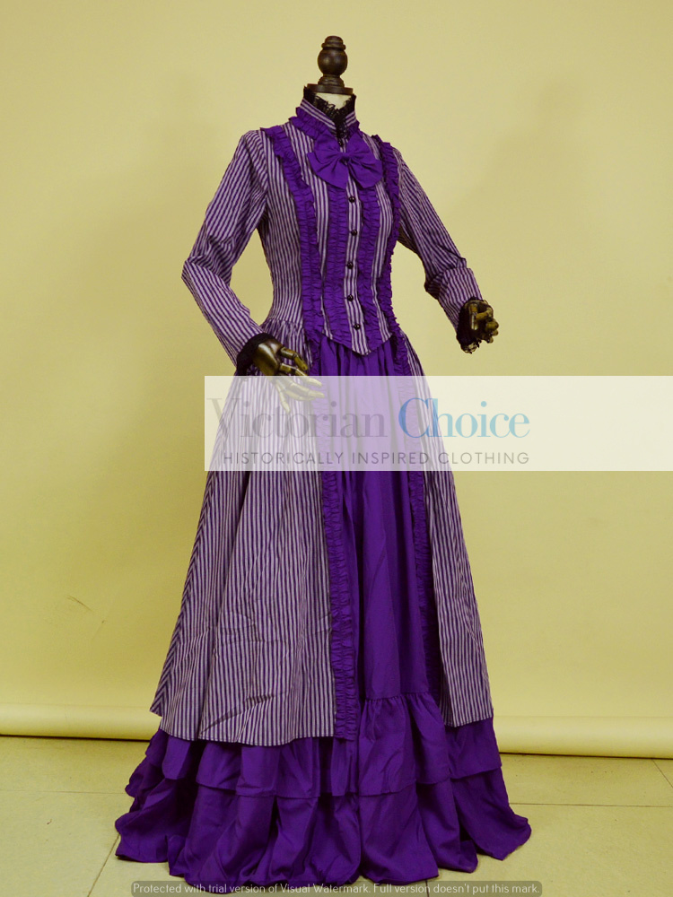 Gothic Victorian Purple Stripe Mary Poppins Dress Steampunk Gothic Girl ...