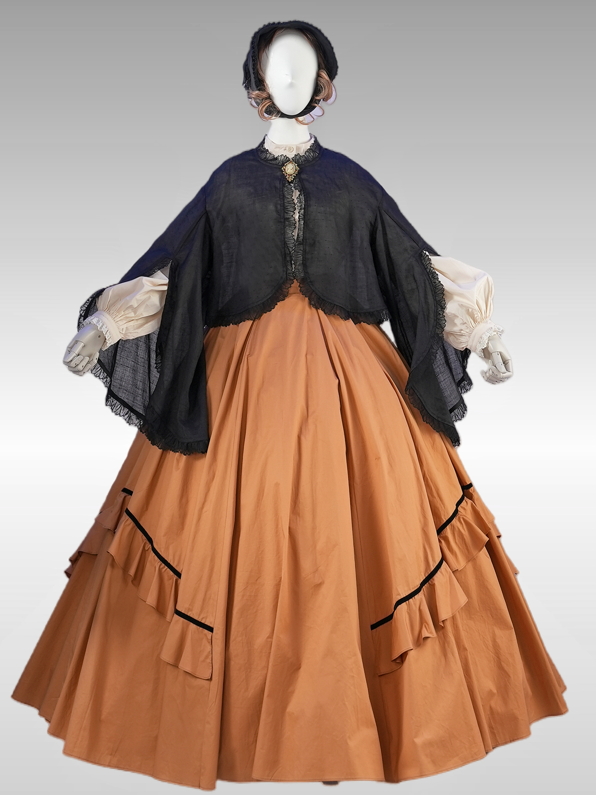 Victorian Dickens Fair 19th Century 3PC Wrapper Dress Full Skirt with ...