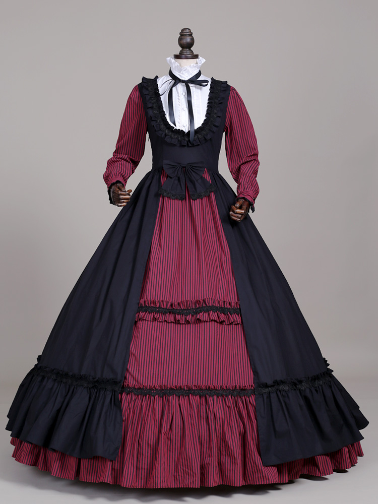 Late Victorian 1880s Gothic Cotton High Collar Dress Governess Style ...