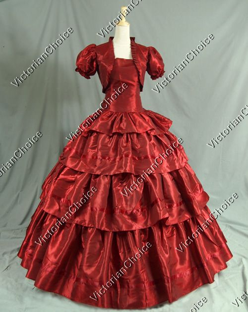 Victorian Southern Belle Taffeta Tiered Ruffles Masquerade Gown Fantasy ...